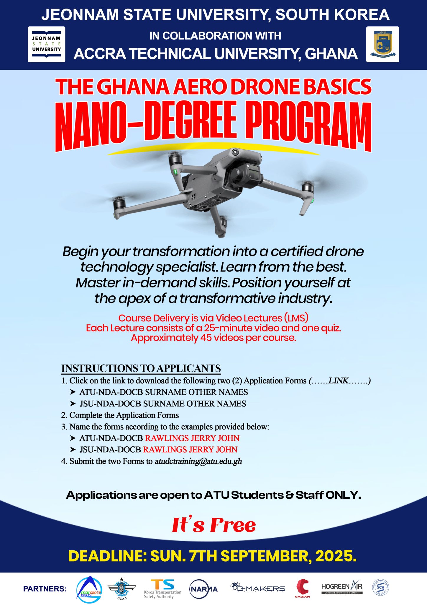 The Ghana Aero Drone Basics Nano Degree Programme – ACCRA TECHNICAL UNIVERSITY